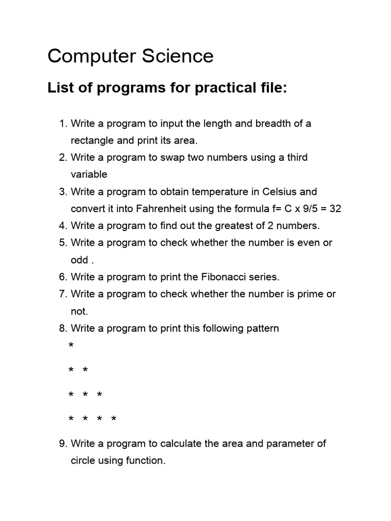 CS Practical File Quesions | PDF