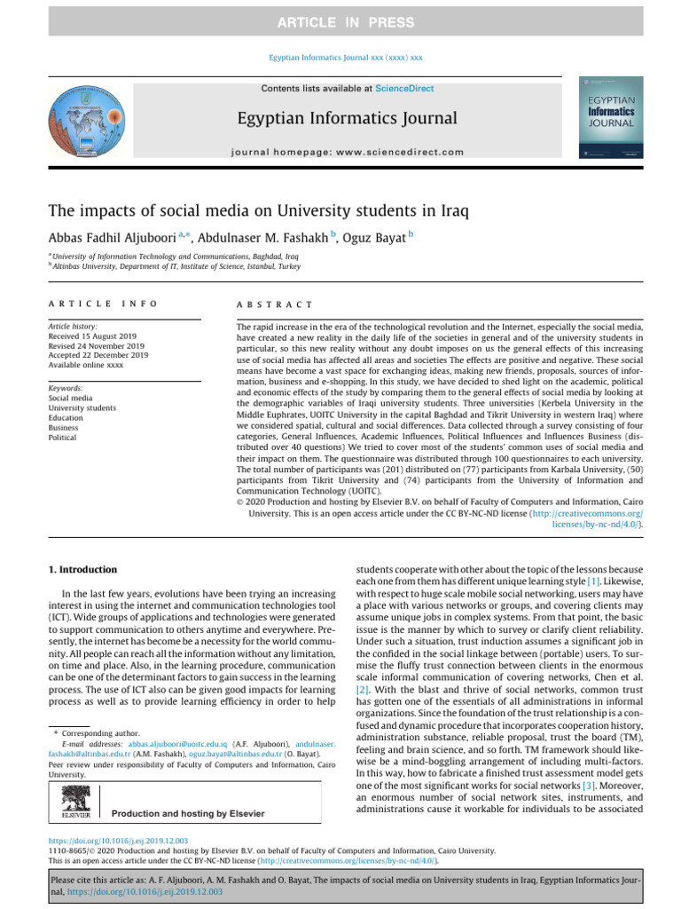 The Impacts of Social Media On Universit | PDF