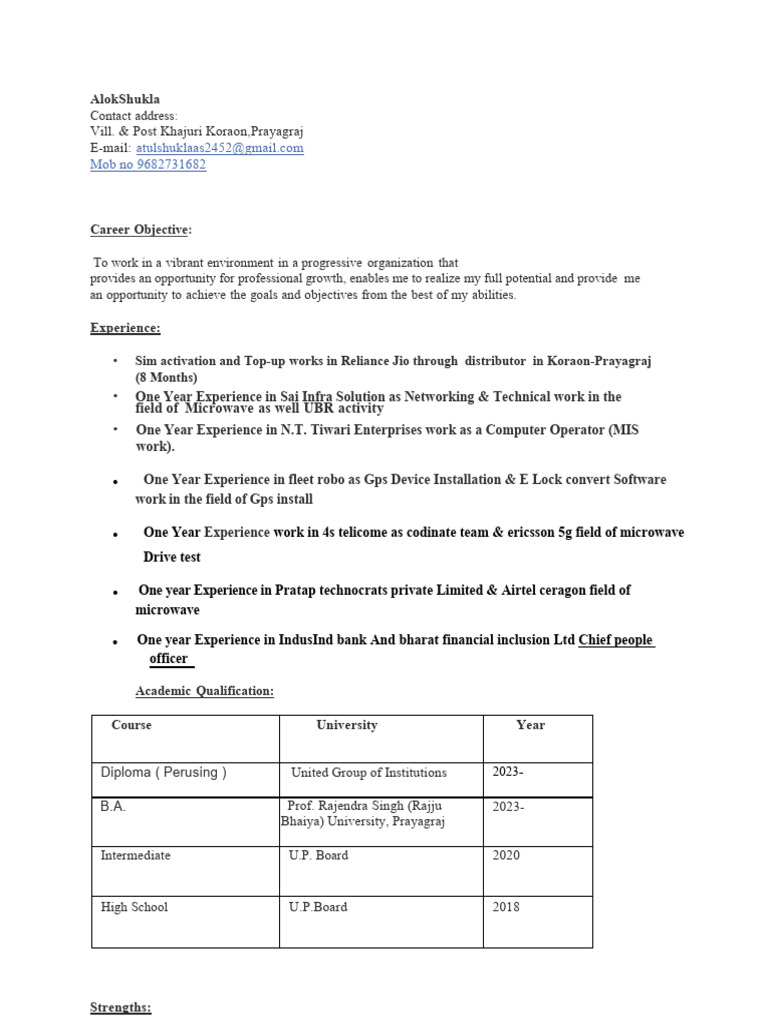 Alok Shukla 2024 Resume | PDF | Computing | Computers