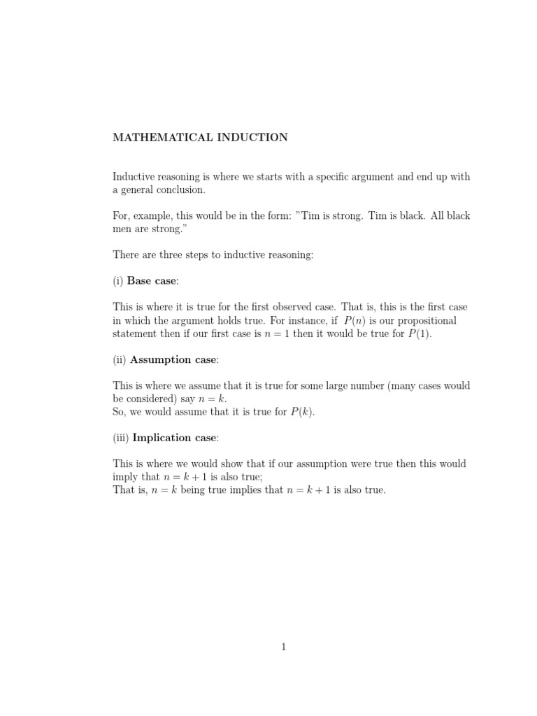 Notes On Induction | PDF