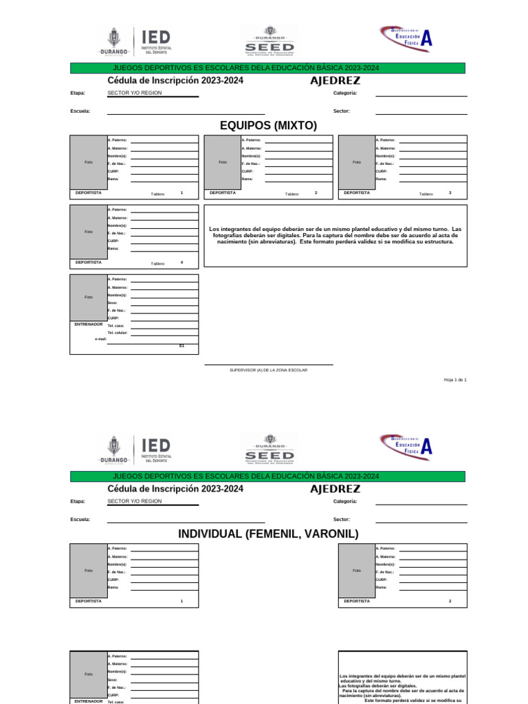 Cedula de Inscripcion 2023-2024 | PDF