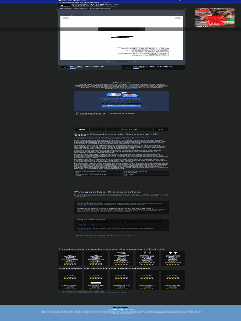Manual Samsung HT-A100 (Español - 57 Páginas) | PDF