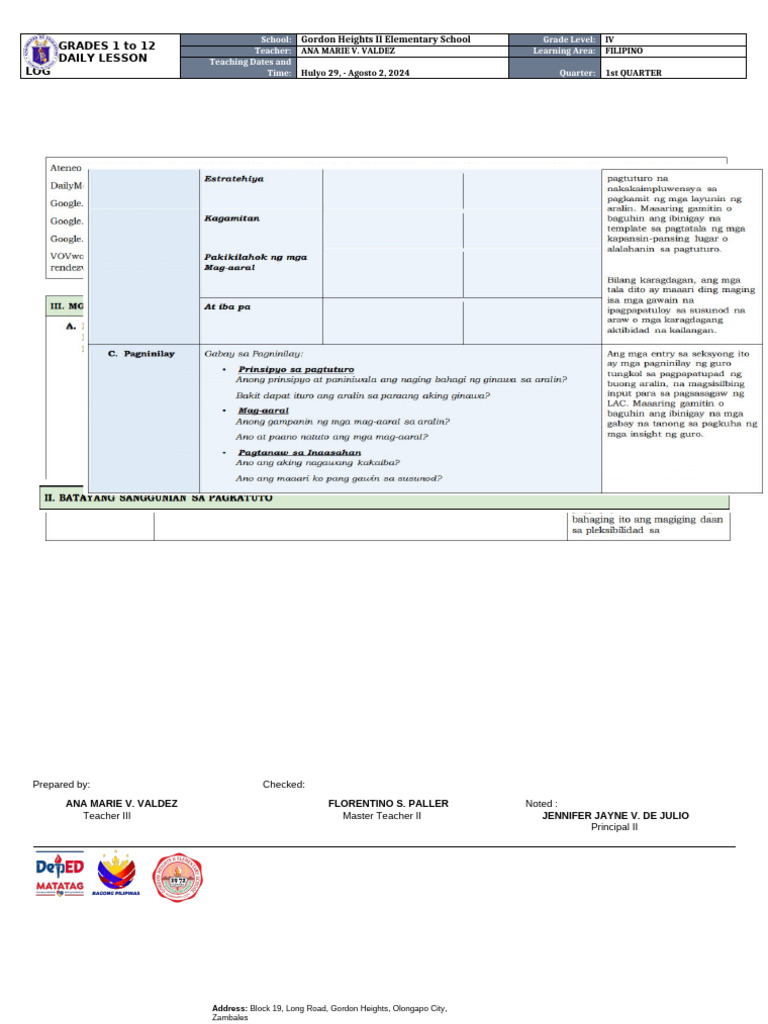 DLL Filipino-4 Q3 W3-MATATAG | PDF