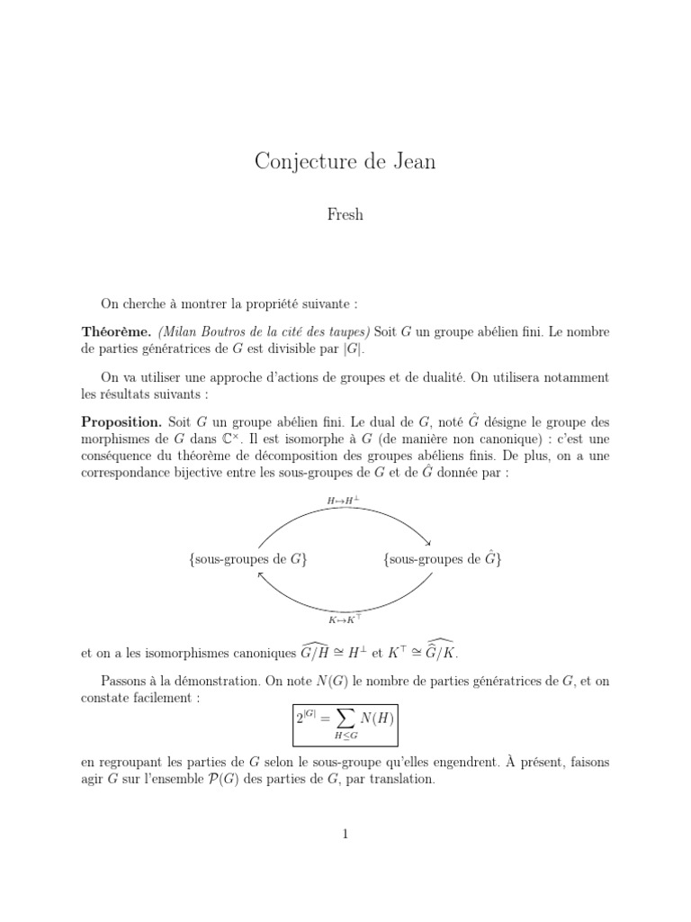 Une Preuve de La Conjecture de Jean | PDF