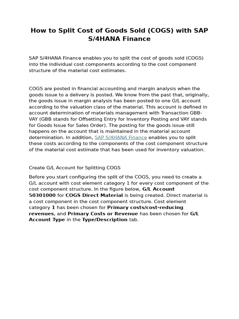 COGS Split | PDF
