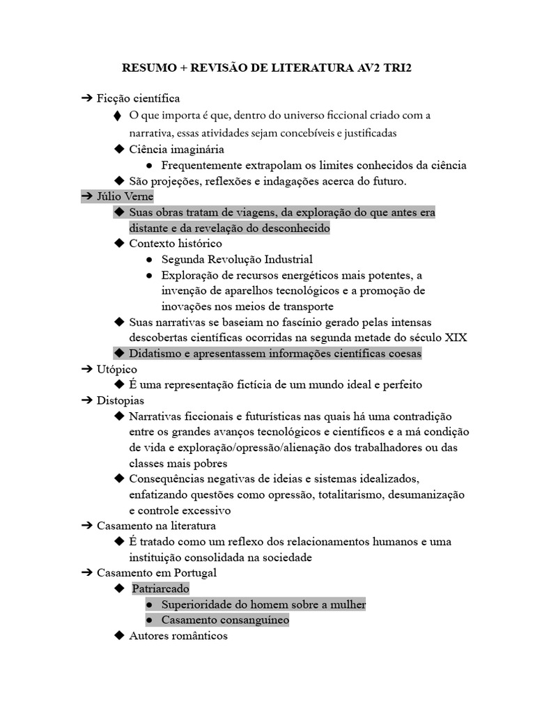 Lit24 - Resumo Av2 Tri2 | PDF