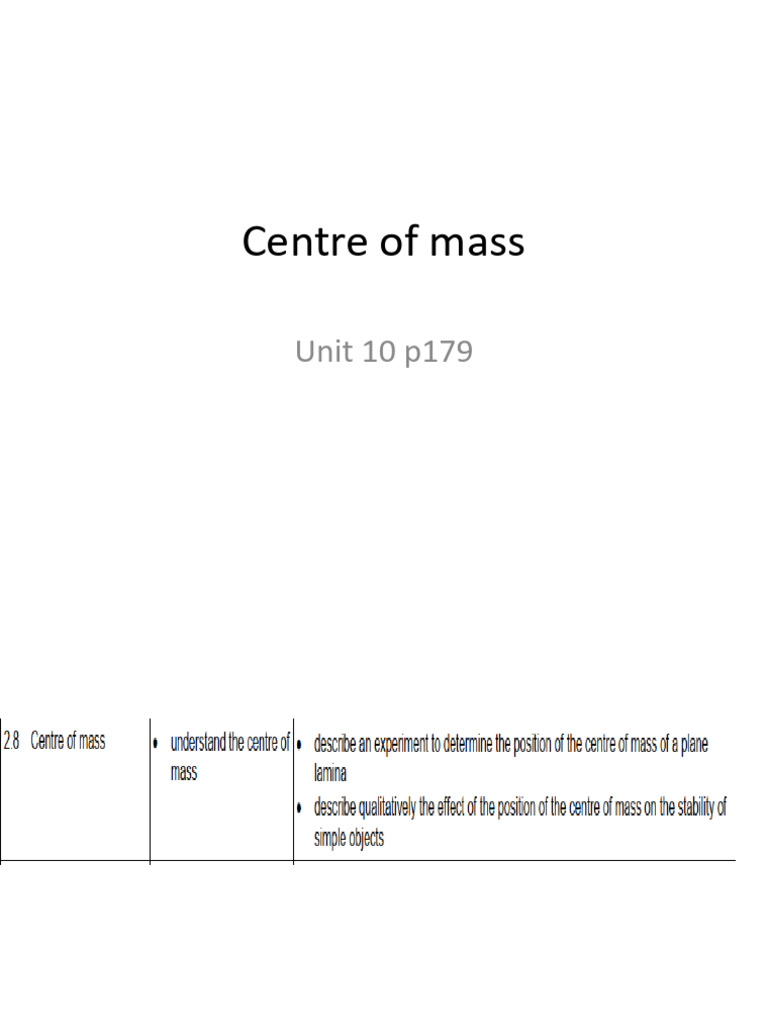 PHY 2.10 Centre of Mass Pg179 | PDF