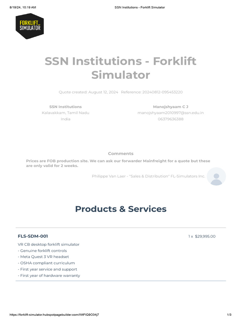 SSN Institutions - Forklift Simulator | PDF
