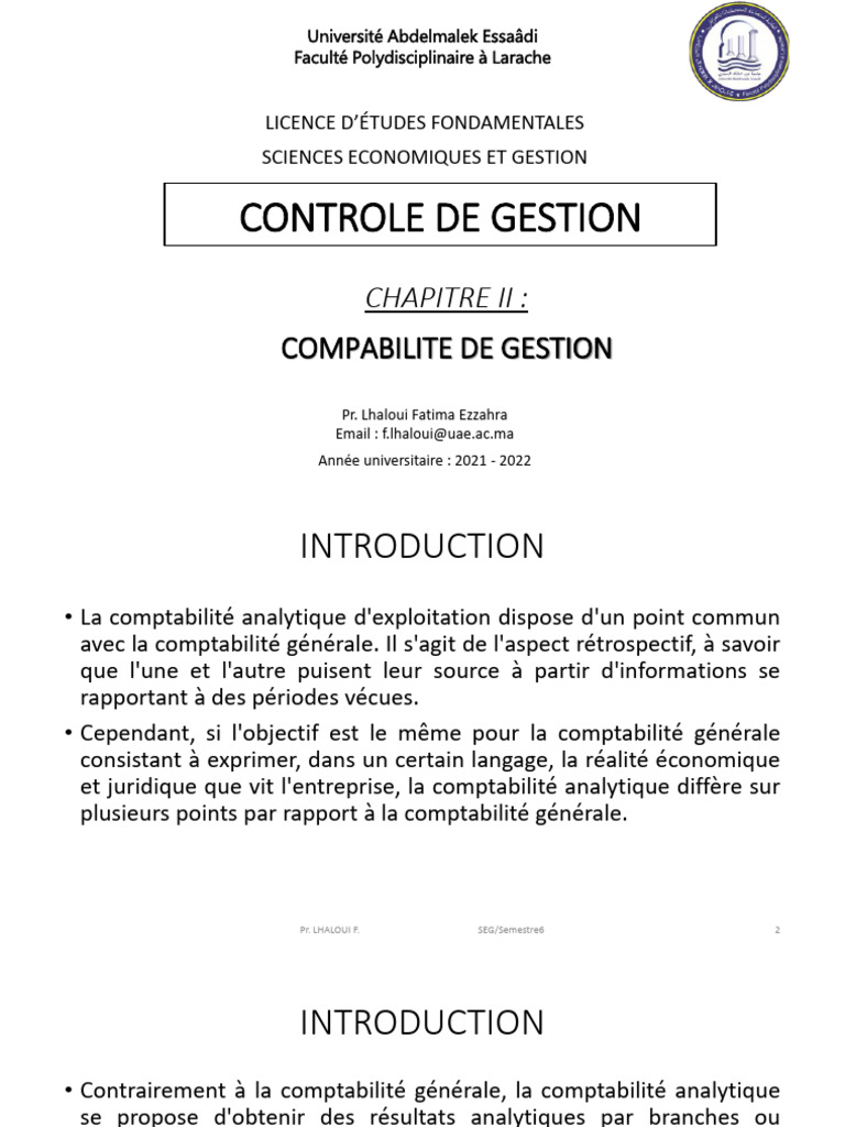 Chapitre II - Compta de Gestion - CG | PDF