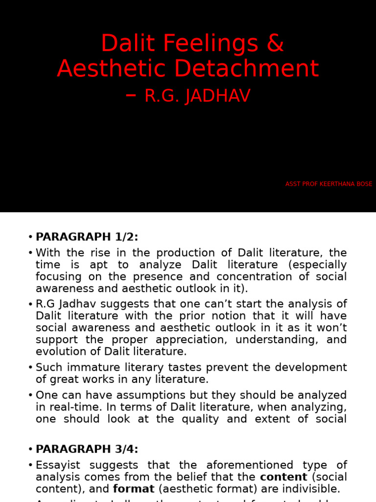 Dalit Feelings and Aesthetic Detachment | PDF