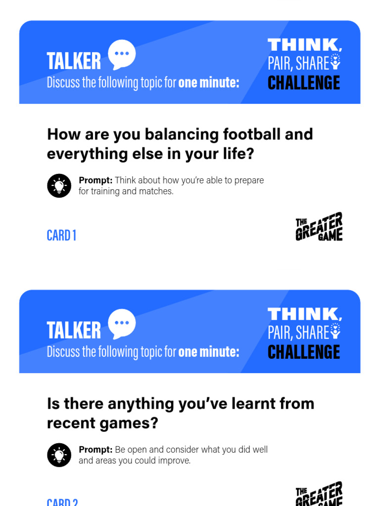 Think Well - Think, Pair, Share - Game Cards | PDF