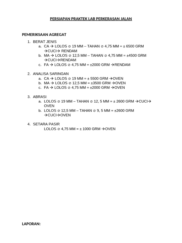 Persiapan Praktek & Format Laporan | PDF