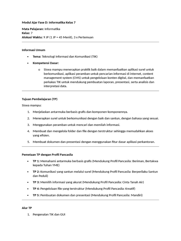 Modul Ajar Fase D Bab 3 TIK | PDF