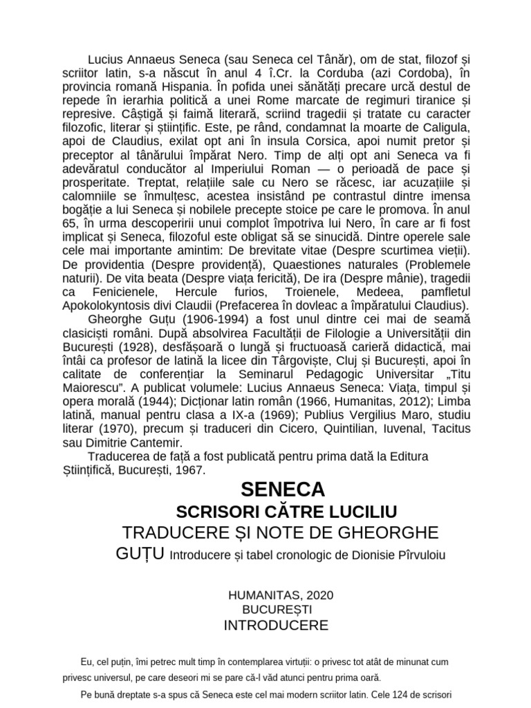 Seneca Scrisori Catre Luciliu | PDF