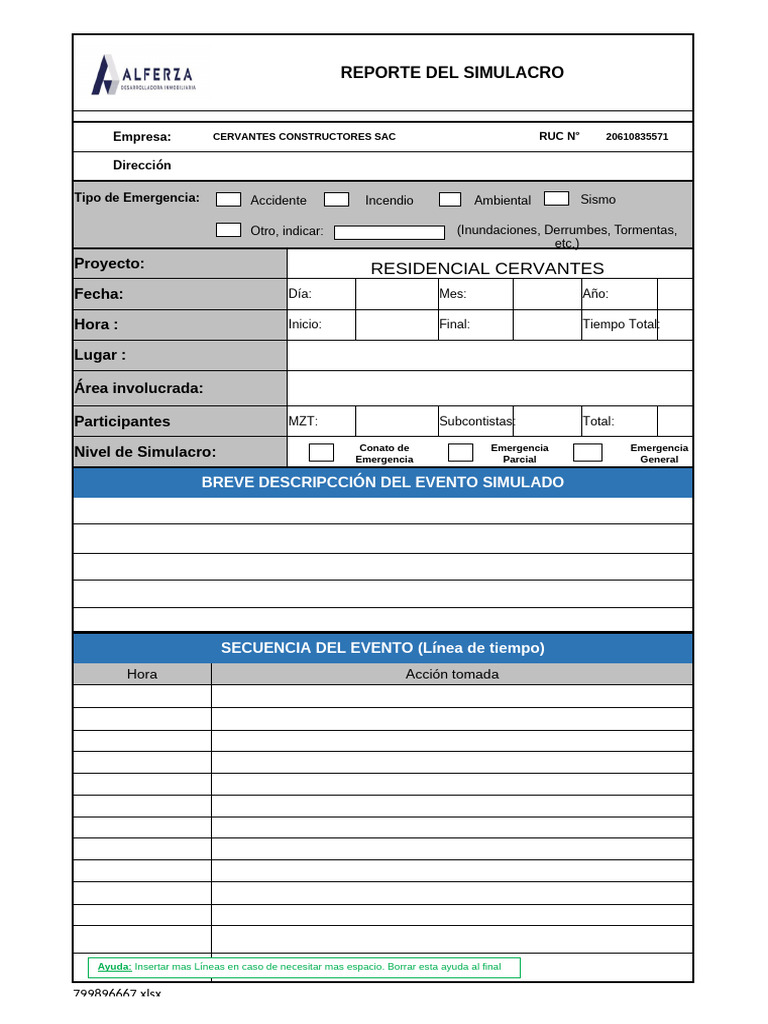 3) Fo.P.ssom.12-03 Rev. 2 Reporte de Simulacro | PDF