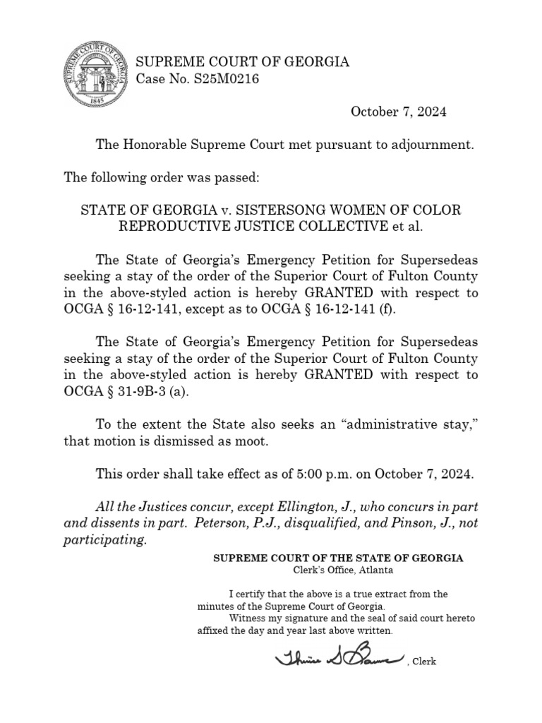 Georgia Supreme Court Ruling | PDF | Appeal | Injunction