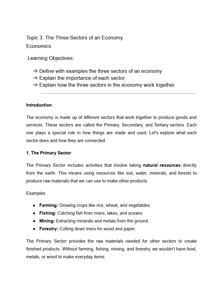 Topic 3_ The Three Sectors of an Economy | PDF