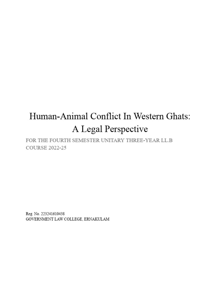 Human-Animal Conflict in Western Ghats - A Legal Perspective | PDF
