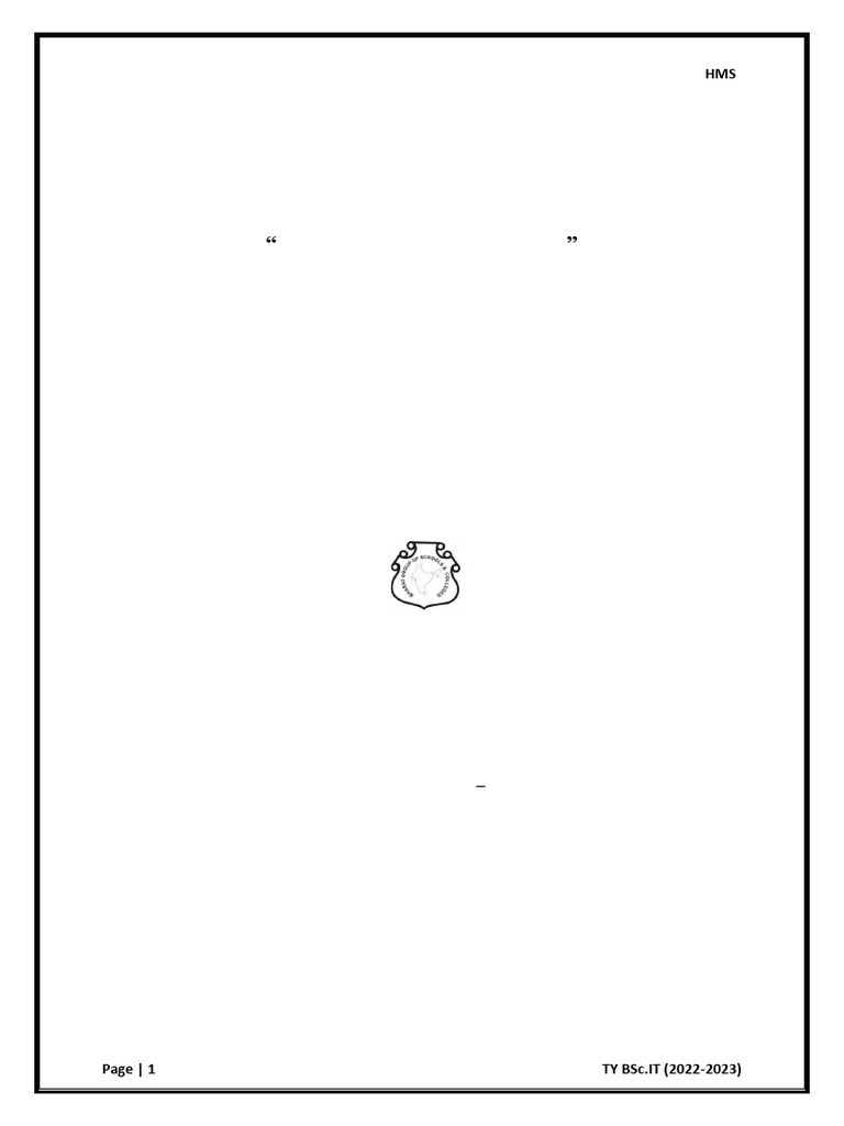 Hms Synopsis Report | PDF