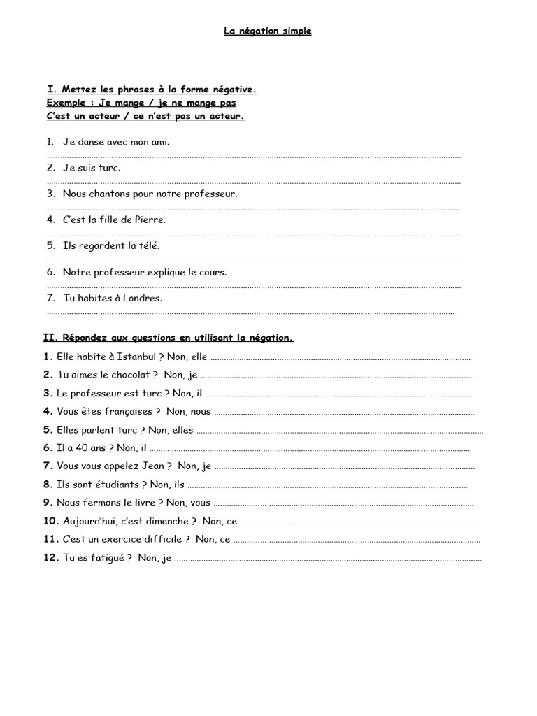 Négation Simple | PDF