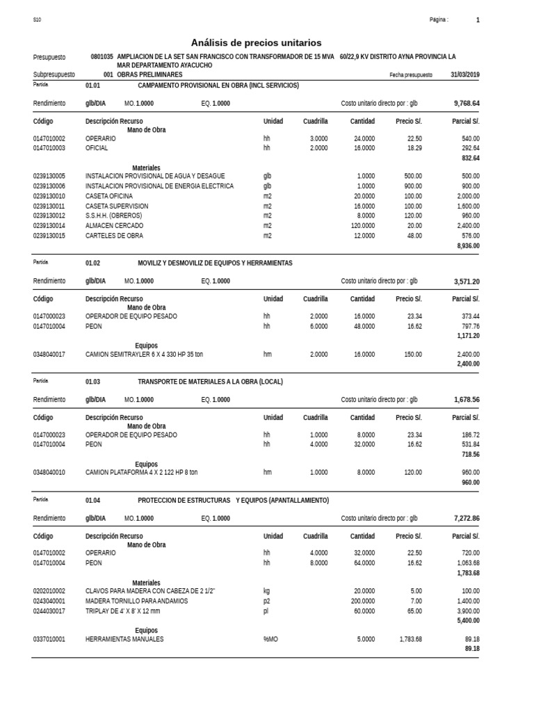 03-1 ACU Obras Preliminares | PDF