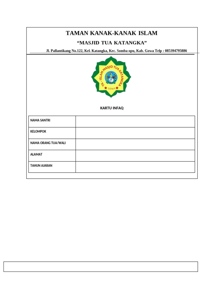 Buku Infaq Atau Spp | PDF