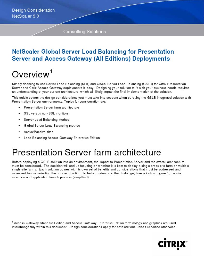 NetScaler 8 - Design Considerations | PDF | Load Balancing (Computing ...