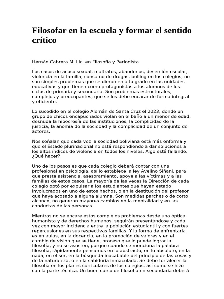 El Filosofar La Vida Es Una Ruta para Afrontar Los Problemas Diarios | PDF