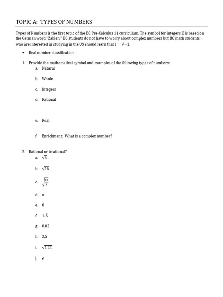 Types of Numbers | PDF