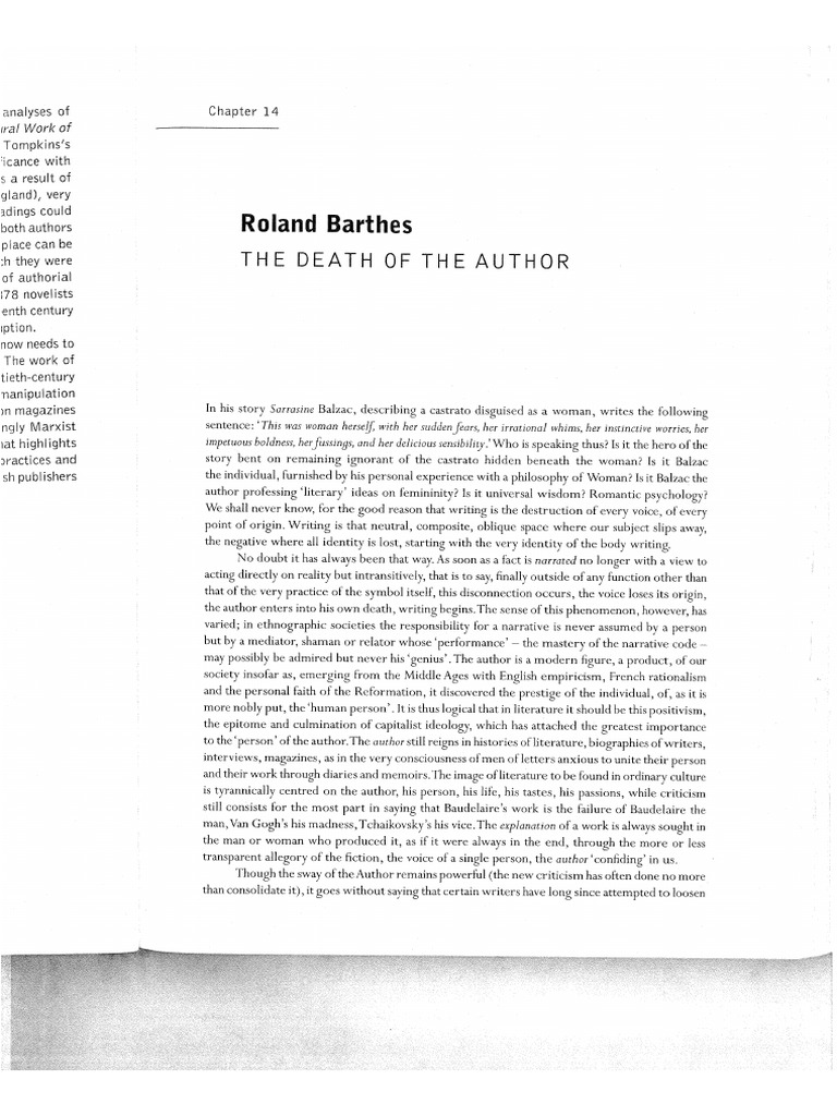 Death of the Author Barthes | PDF