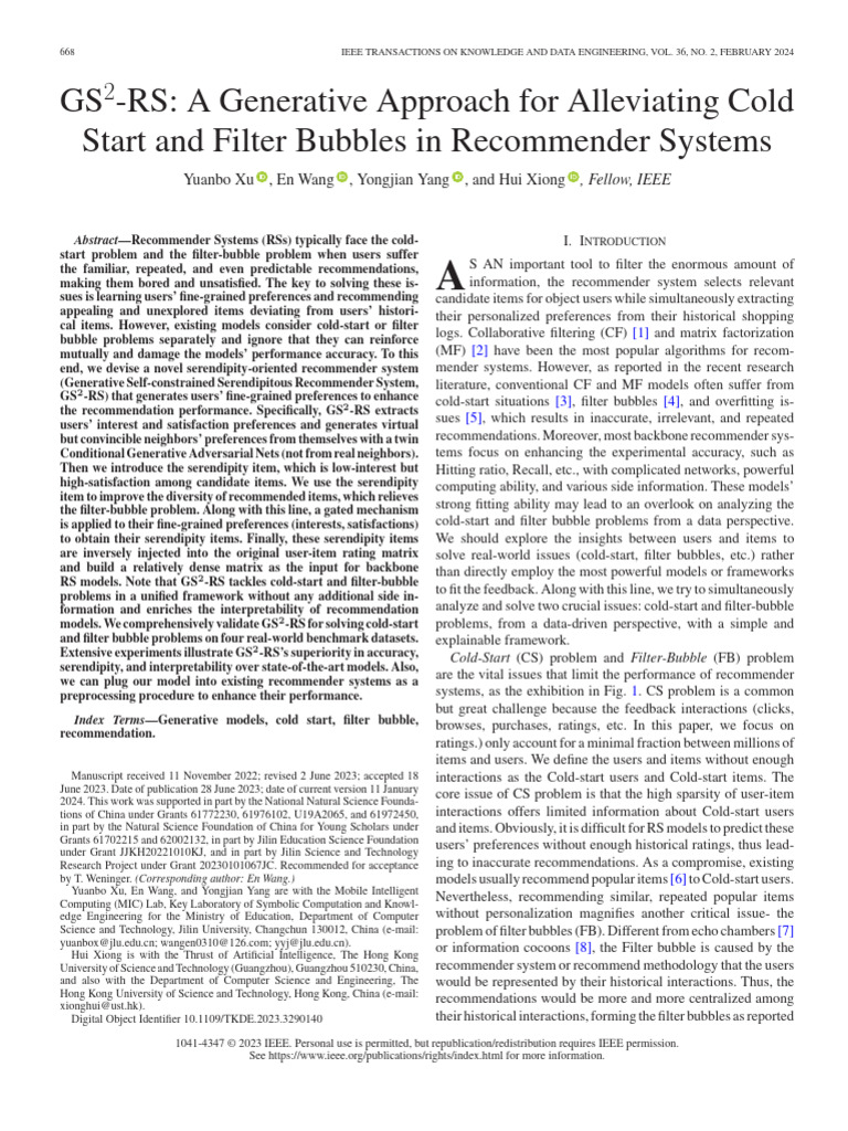 GS-RS A Generative Approach For Alleviating Cold Start and Filter Bubbles in Recommender Systems ...