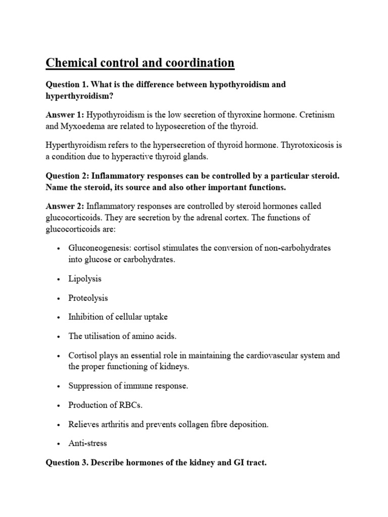 Chemical Control and Coordination | PDF