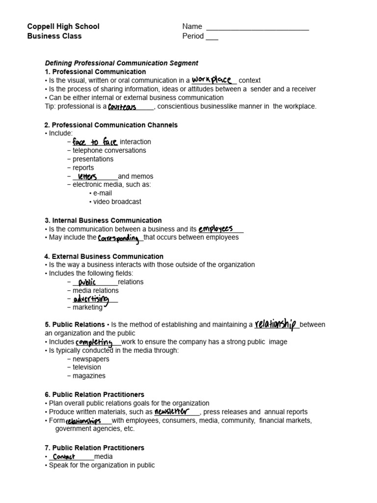 Professional Communication Unit Student Notes | PDF