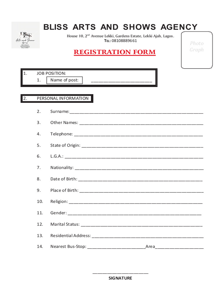 Bliss Arts Form | PDF