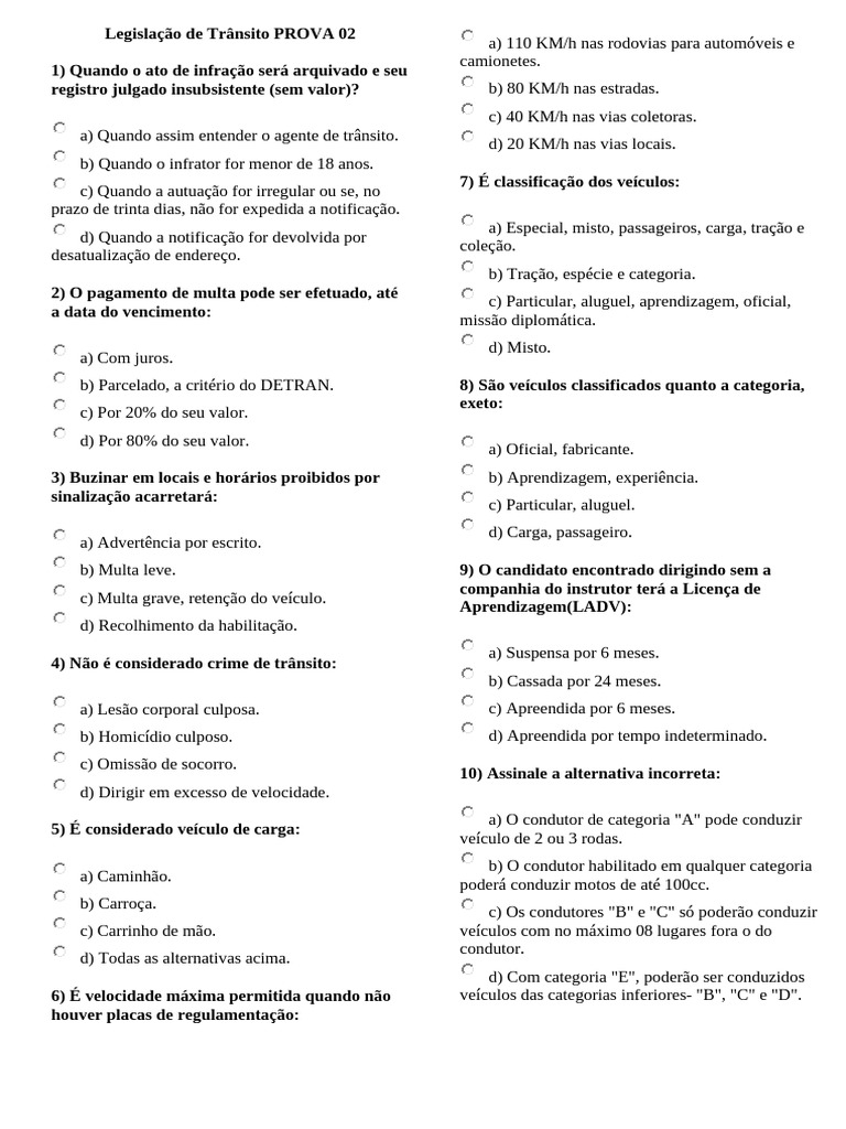 Simulado Detran | PDF