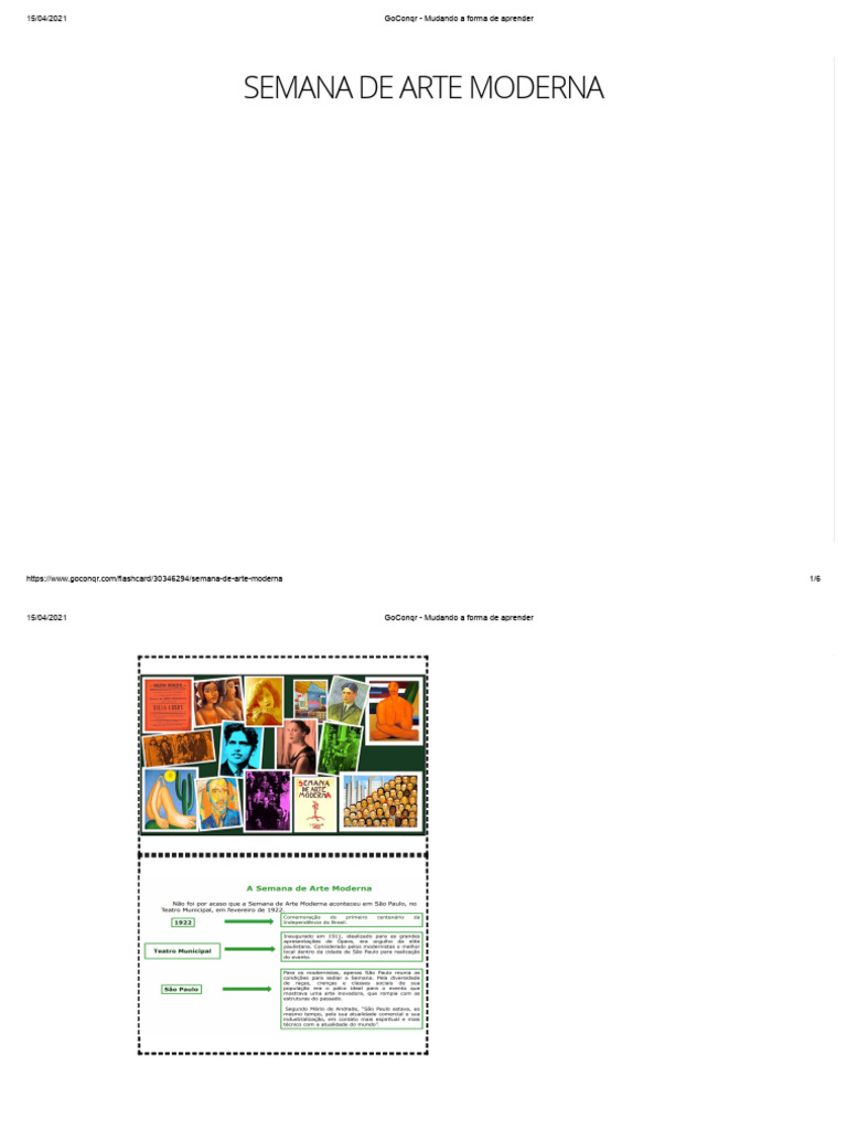 GoConqr - SEMANA DE ARTE MODERNA | PDF