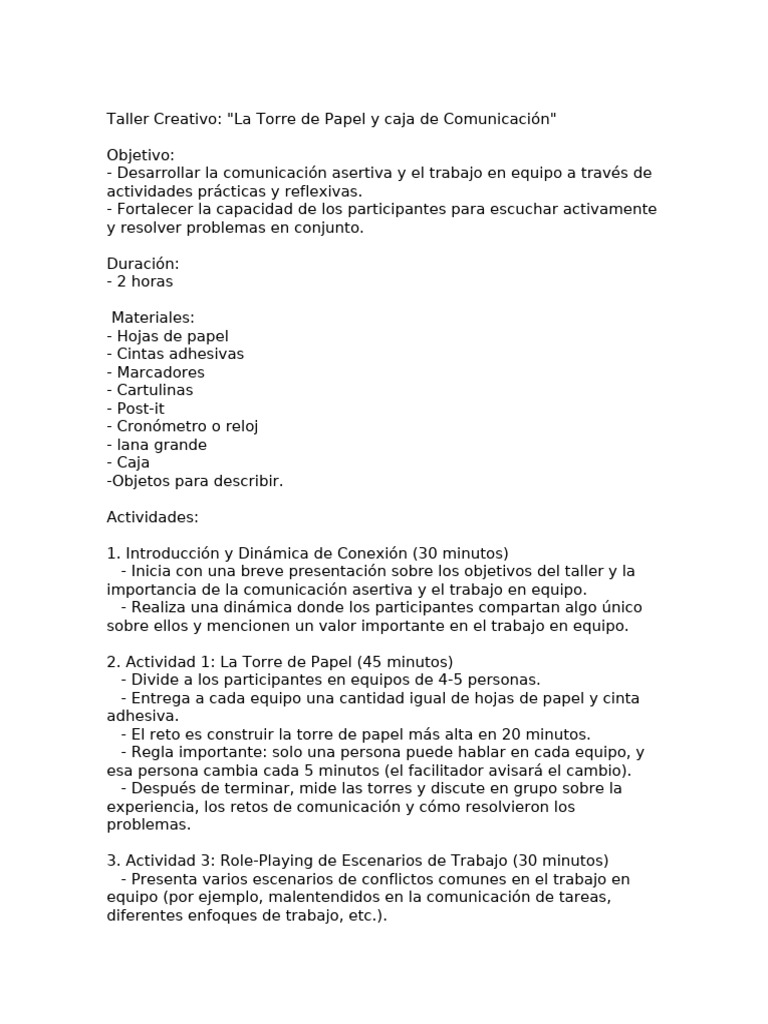 Taller de Comunicacion Asertiva | PDF