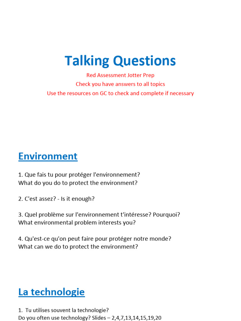 Talking Questions | PDF | Wellness