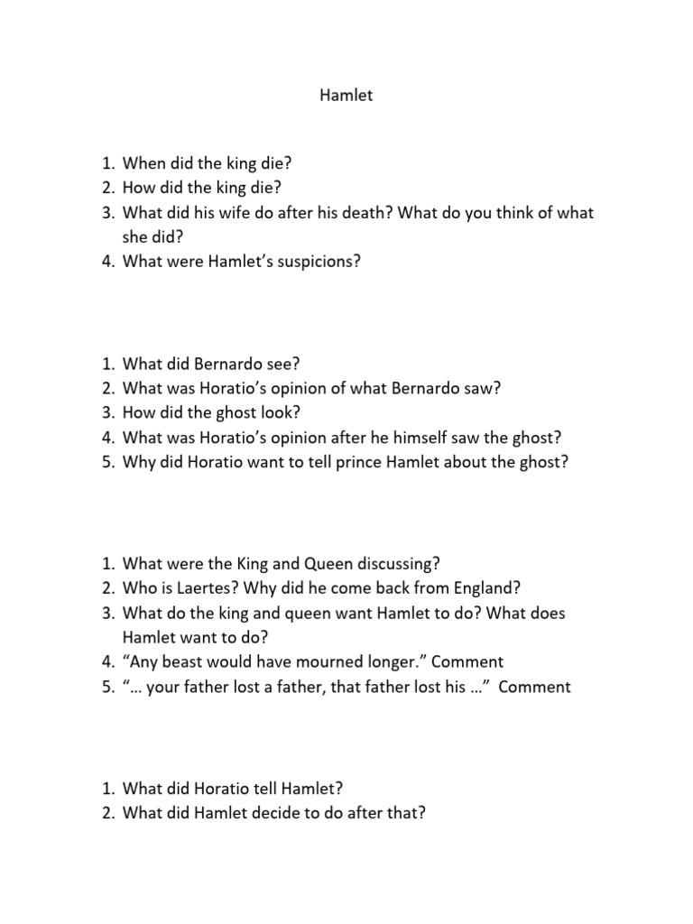 Hamlet Questions | PDF
