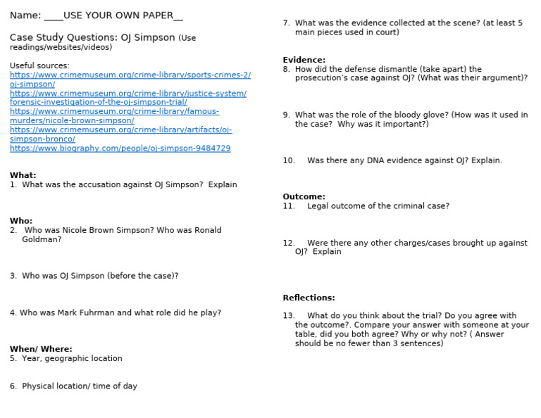 OJ Simpson Case Study | PDF