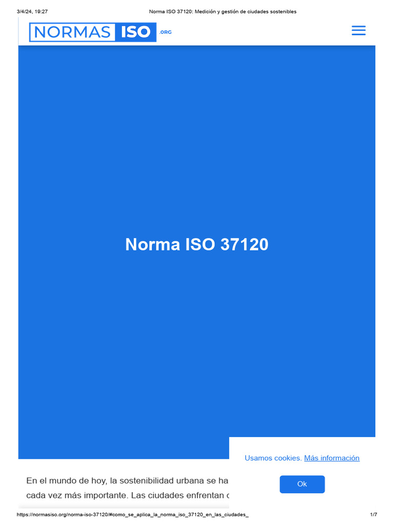 Norma ISO 37120 - Medición y Gestión de Ciudades Sostenibles | PDF