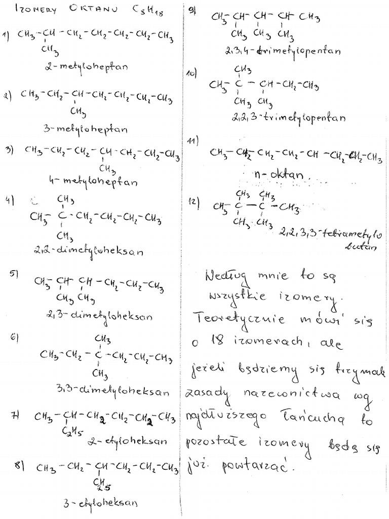 Izomery Oktanu | PDF