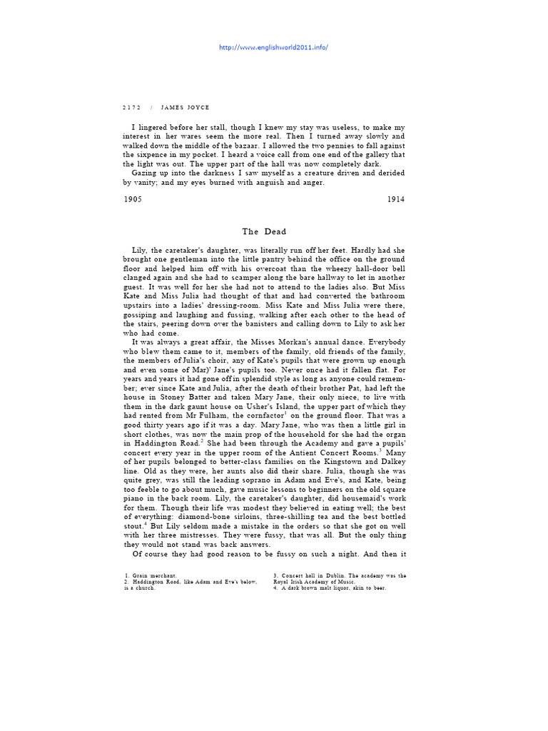 The Dead, James Joyce | PDF