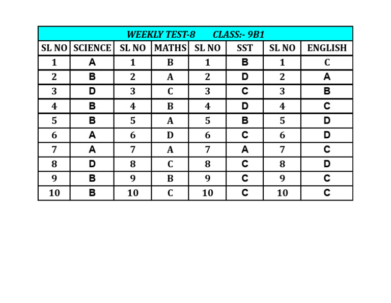 WT-8 Class 9B1 Answer | PDF
