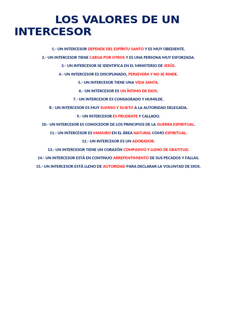 LOS VALORES DE UN INTERCESOR | PDF