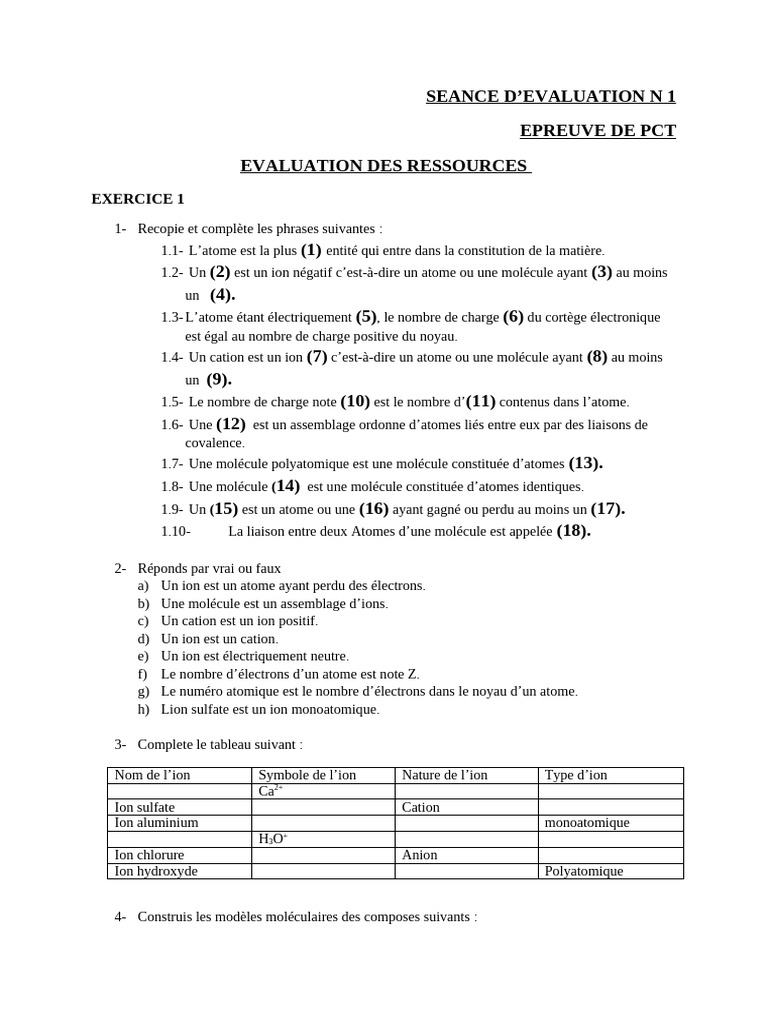SEANCE D Evaluation PCT | PDF