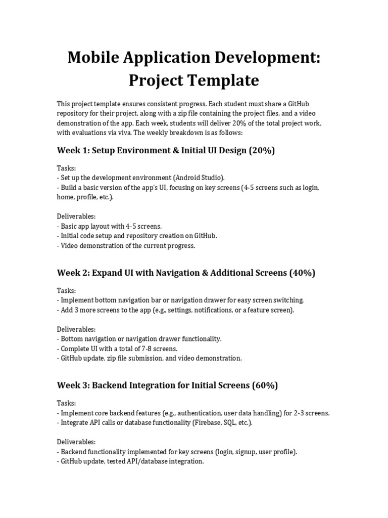 Mobile Application Development Project Template | PDF