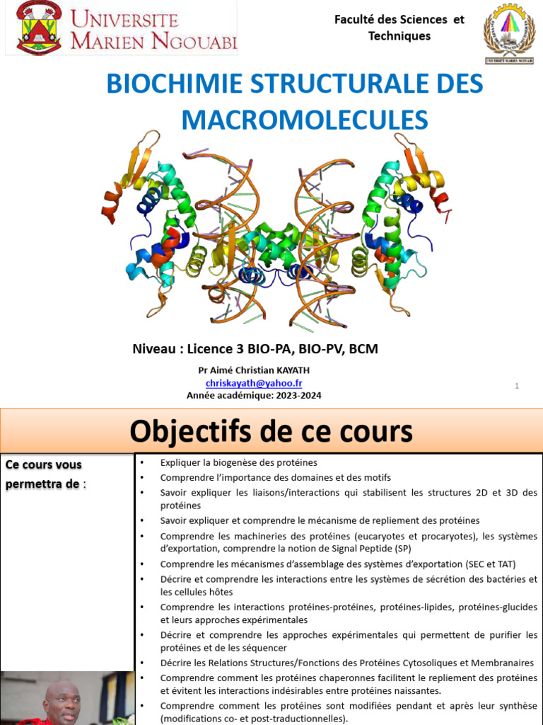 Cours L3 Biochimie Structurale Licence3, L3BCM, L3BPV, L3BPA 2023 | PDF