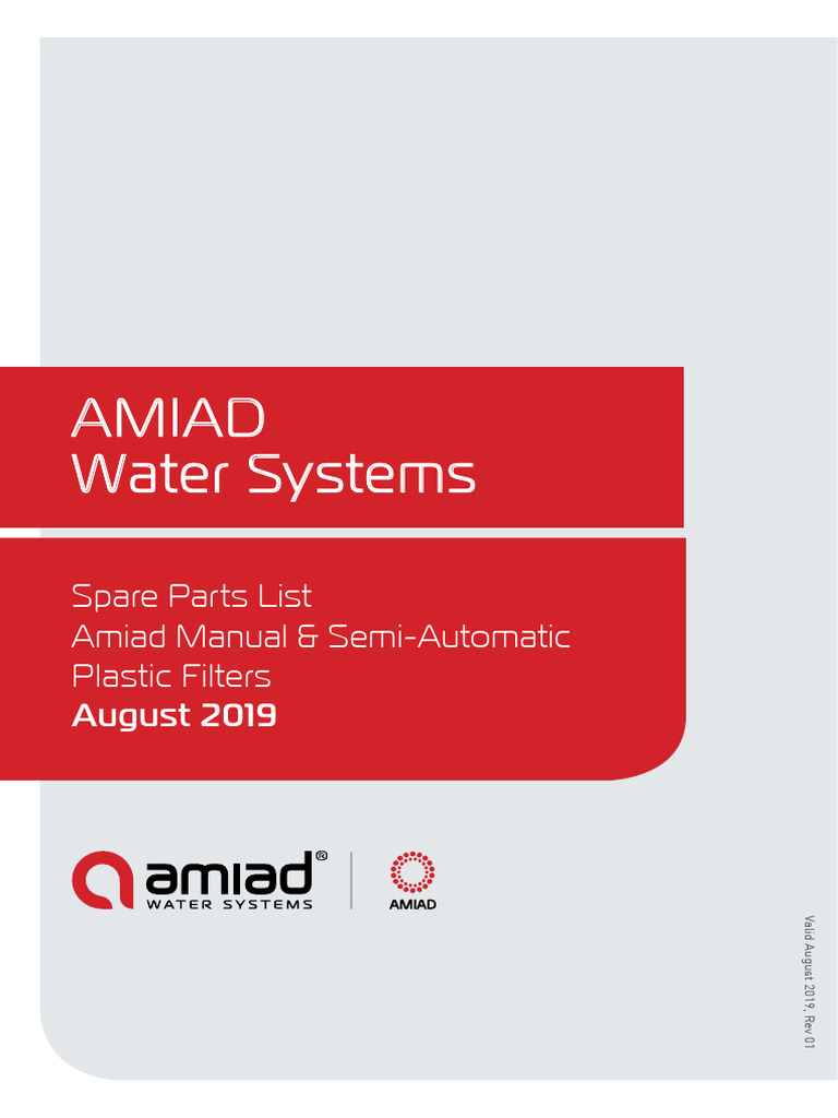 Amiad Plastic Screen Filters Spare Parts List | PDF | Valve