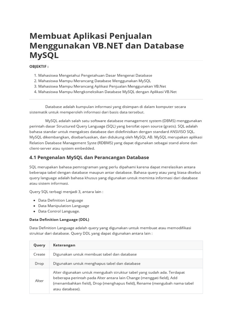 Membuat Aplikasi Penjualan Menggunakan VB - Net Dan Database MySQL | PDF Membuat Aplikasi Penjualan Menggunakan VB - Net Dan Database MySQL | PDF